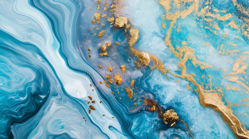 A Blue and Gold Swirl with a Lot of Gold Flakes Stock Illustration ...