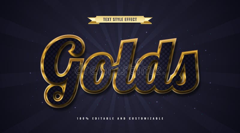 Blue and Gold Text Style with Embossed and Glitter Effect Stock Vector ...