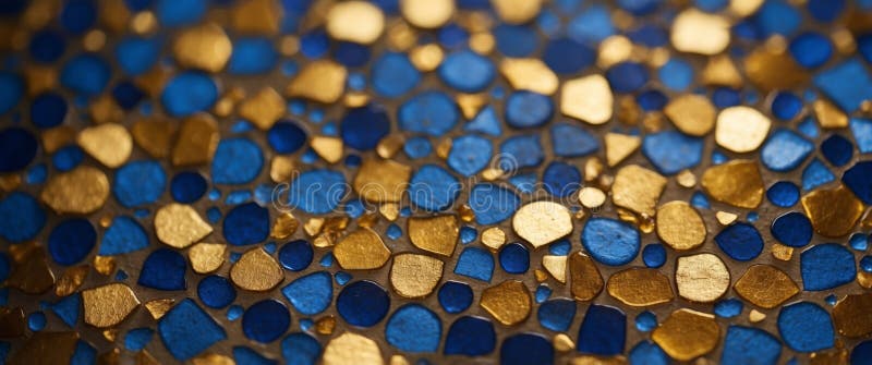 A Blue and Gold Tile Wall with a Gold Border. Stock Image - Image of ...