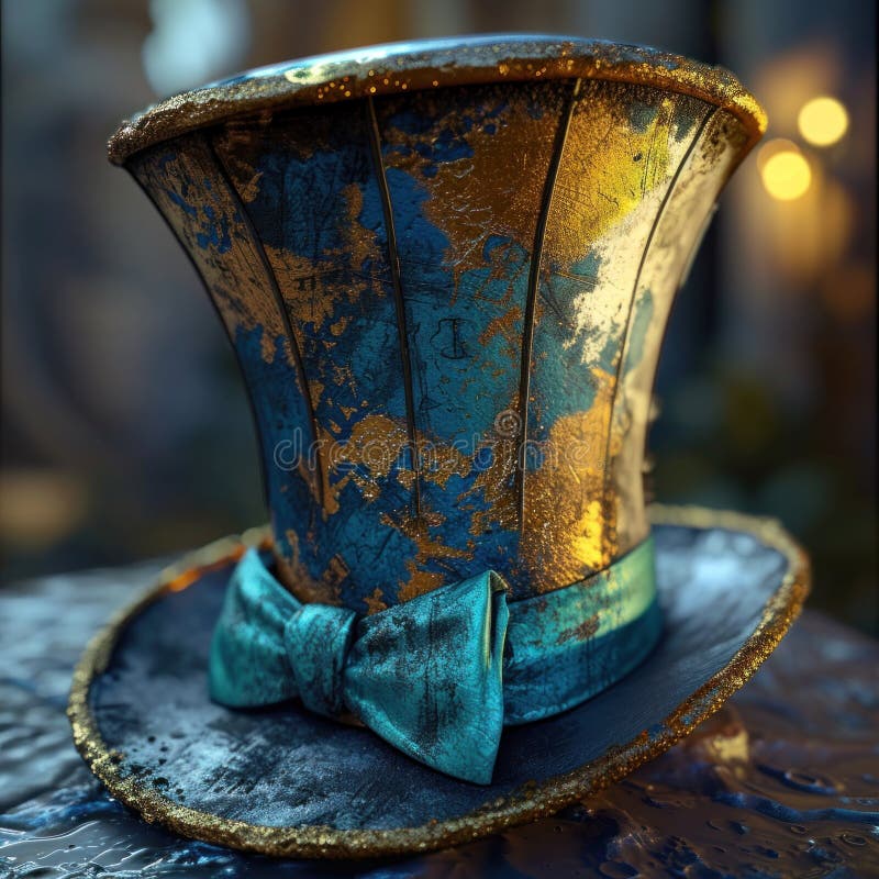 A blue and gold top hat stock illustration. Illustration of headwear ...