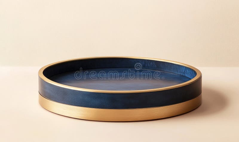 A Blue and Gold Tray Sits on a White Background Stock Illustration ...
