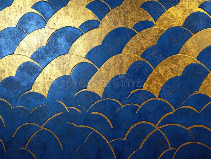 Blue Gold Wall Pattern stock photo. Image of style, generated - 375517594