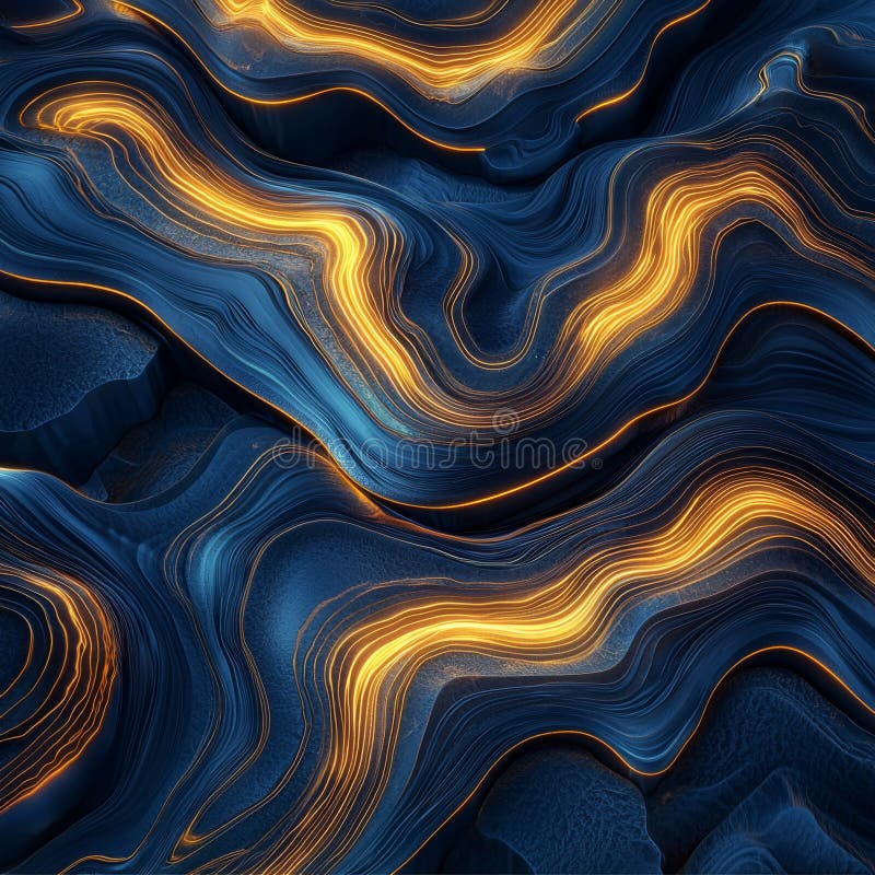A Blue and Gold Wave of Color Creates an Abstract Visual Effect on a ...