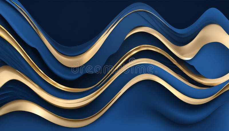 A Blue and Gold Wave Design Stock Illustration - Illustration of ...