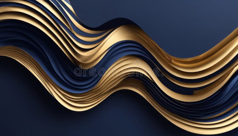 A Blue and Gold Wave Design Stock Illustration - Illustration of ...