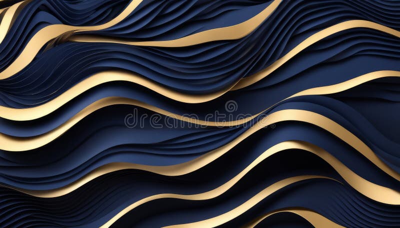 A Blue and Gold Wave Pattern Stock Illustration - Illustration of ...