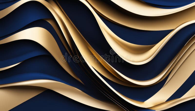 A Blue and Gold Wave Pattern Stock Illustration - Illustration of ...
