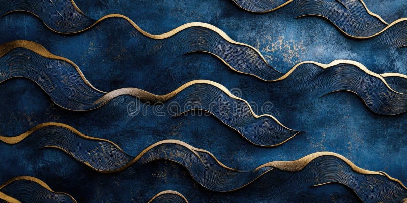 Blue and Gold Wave Pattern with a Splash of Gold Stock Image - Image of ...