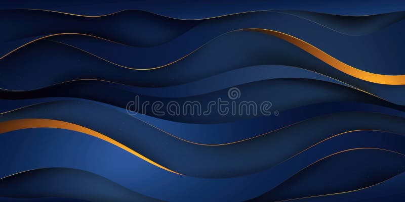 A Blue and Gold Wave Pattern Stock Illustration - Illustration of flow ...