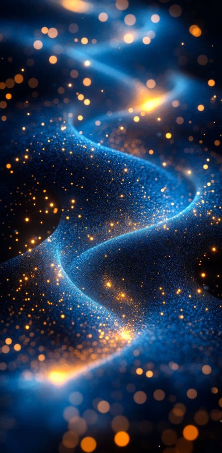 Blue and Gold Waves in Space Stock Image - Image of beauty, dream ...
