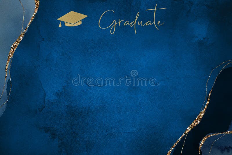 Blue Golden Frame Graduate Banner Stock Vector - Illustration of ...