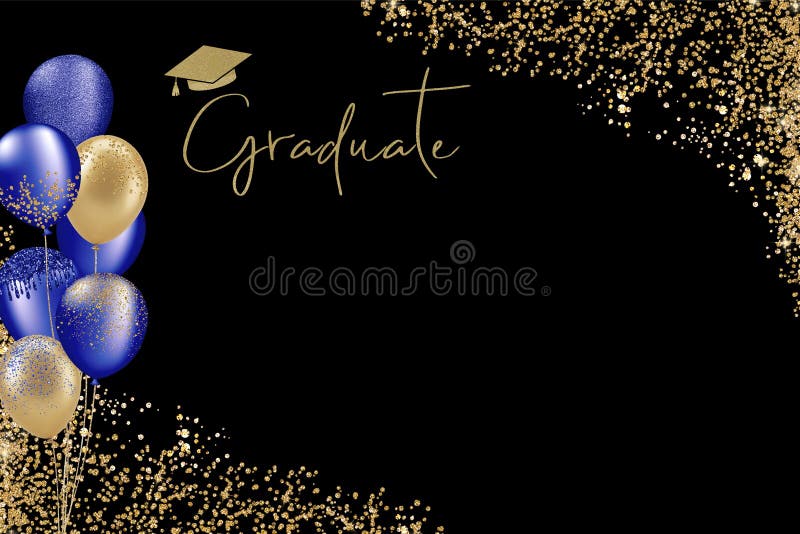 Blue Golden Frame Graduate Banner Stock Vector - Illustration of blue ...