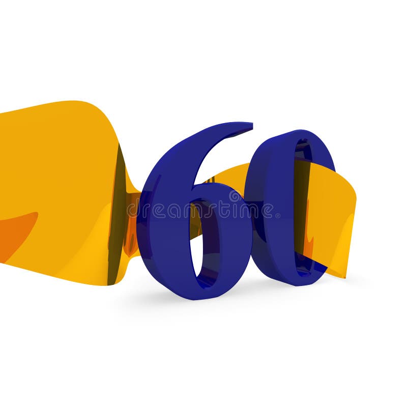 Blue 60 with a Golden Ribbon Stock Illustration - Illustration of award ...