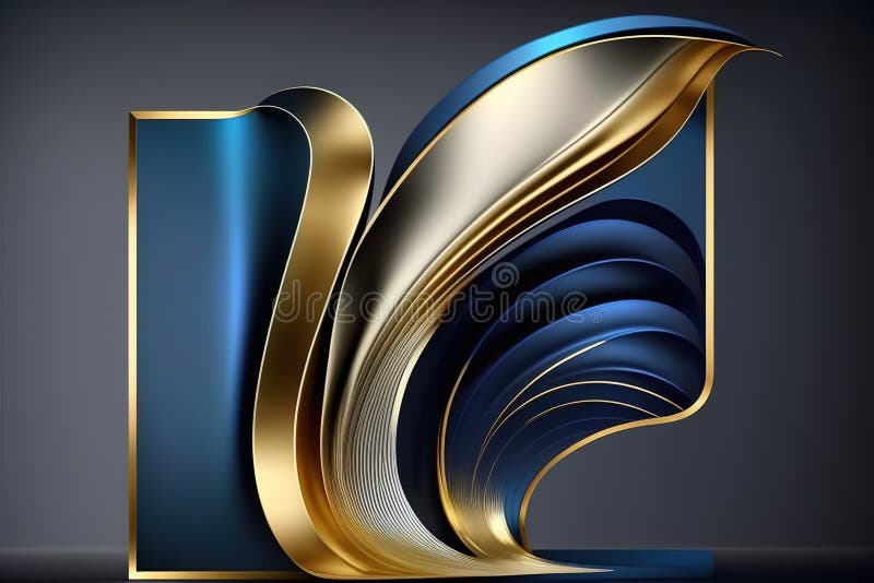 Blue Golden Side Corner Wave Flow Created with Generative AI Technology ...