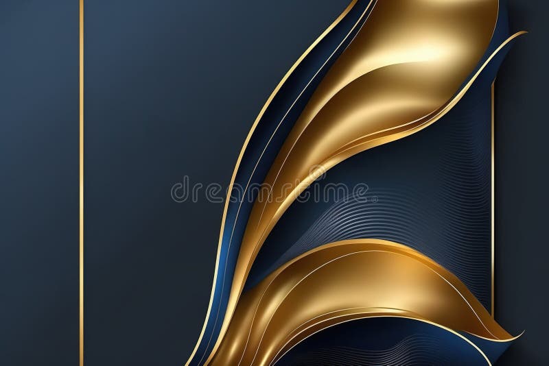 Blue Golden Side Corner Wave Flow Created with Generative AI Technology ...