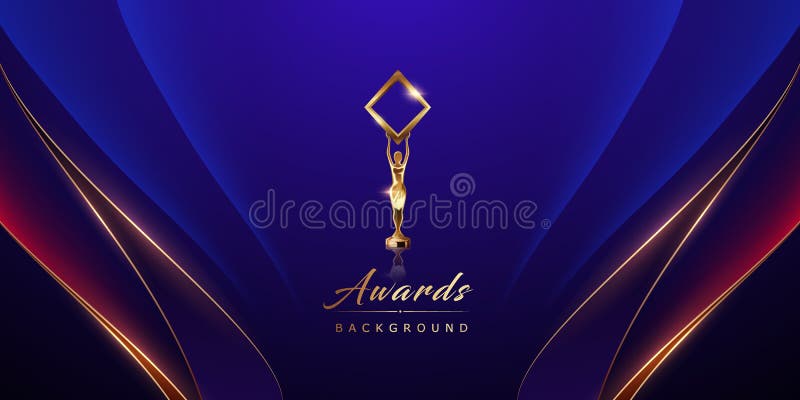 Blue Golden Dotted Edge Lines Stage Spotlights. Royal Awards Graphics Background Stock Vector ...