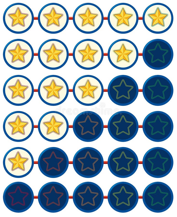 Blue and Golden Stars on Round Badges Stock Vector - Illustration of ...
