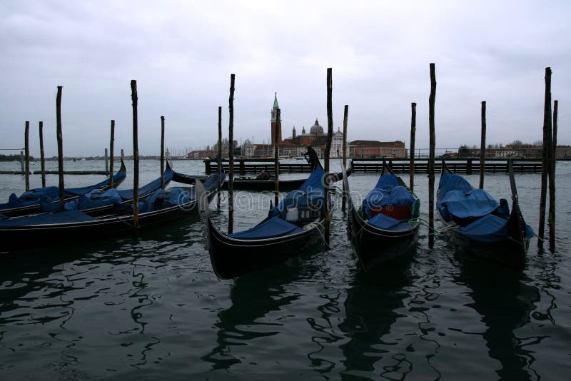 Blue gondolas editorial photo. Image of blue, venice - 102393626