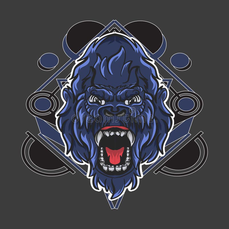 Blue Gorilla with Ornaments Suitable for Print on Demand Stock Vector ...