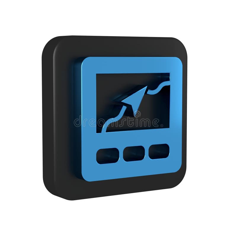 Blue Gps Device with Map Icon Isolated on Transparent Background. Black ...