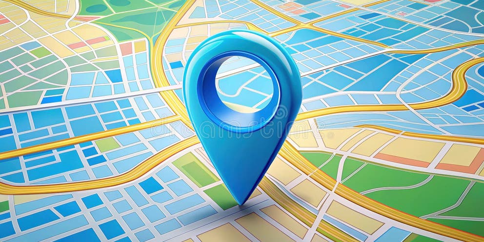 Blue GPS Map Navigation Pinpoint Location Marker Vector Illustration ...