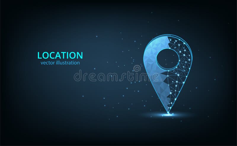Blue GPS Pin Composed of Polygon. Stock Vector - Illustration of ...