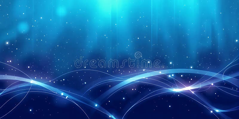 A Blue Gradient Background with Light Rays Glowing Particles and ...