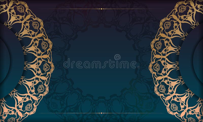 Blue Gradient Banner with Indian Gold Pattern and Logo Space Stock ...