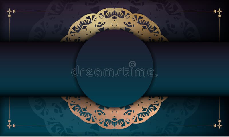 Blue Gradient Banner with Vintage Gold Ornament for Under Logo Design ...