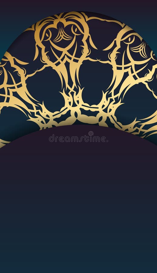 Blue Gradient Banner with Vintage Gold Pattern for Under Logo Design ...