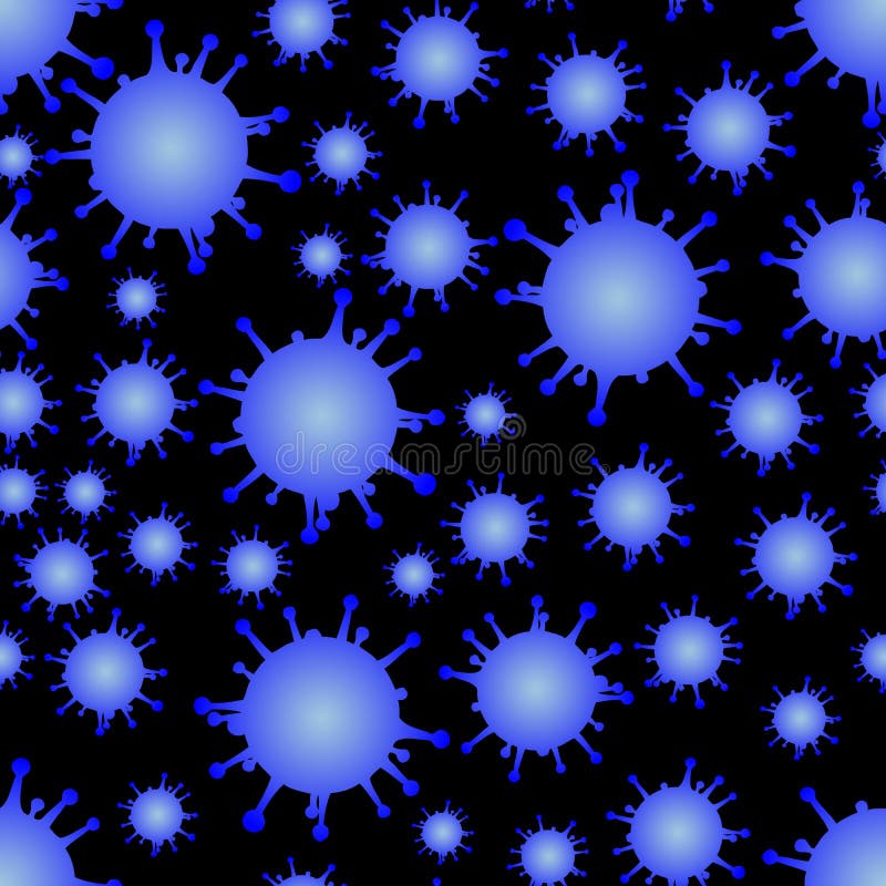 Blue Gradient on Black Virus Pattern Seamless Repeat Background Stock ...