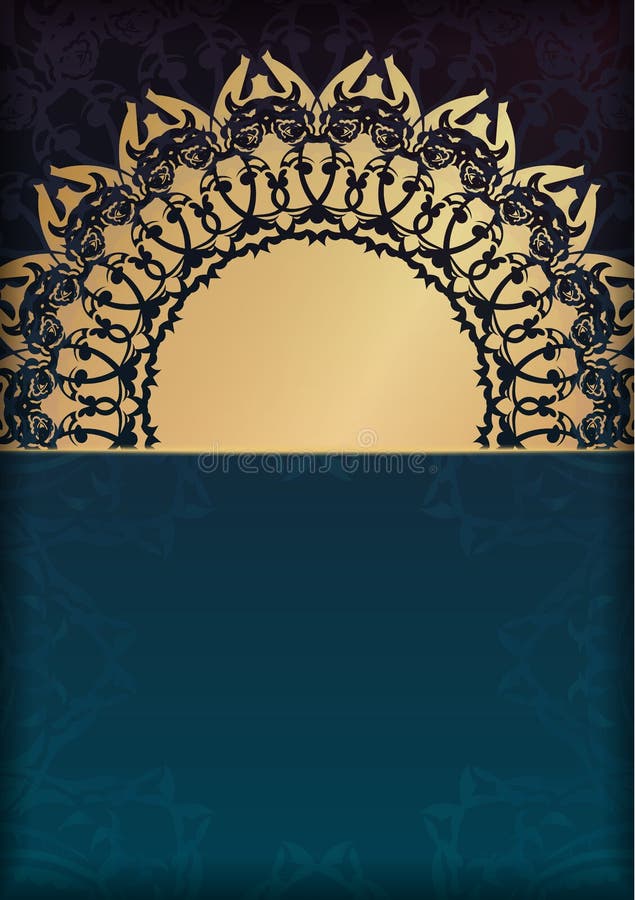 Blue Gradient Brochure Template with Indian Gold Pattern Prepared for ...