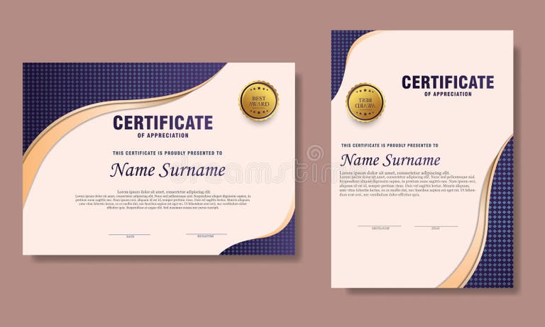 Blue Gradient Certificate Template Set of 2 Stock Vector - Illustration of security, modern ...