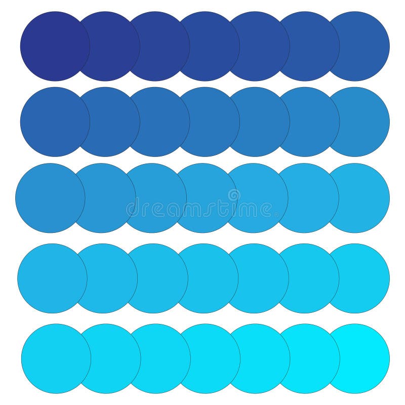 Blue Gradient Circles. Various Shades of Blue. Vector Color Palette ...