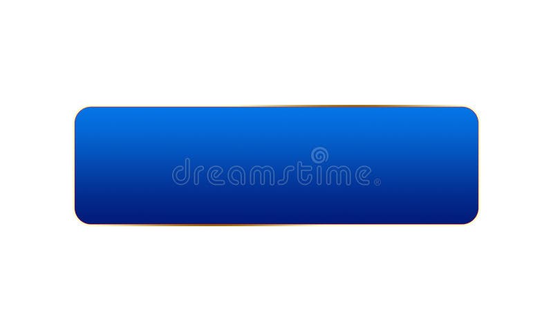 Blue Gradient Color Empty Button with Gold Color Stroke Border on White ...