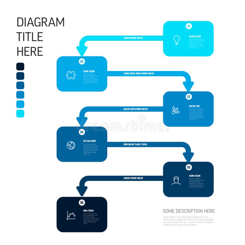 Blue Gradient Flowchart Diagram with Six Steps Stock Vector ...