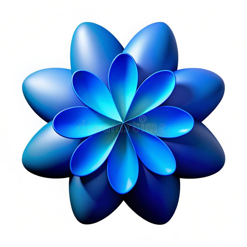 Blue Gradient Flower 3D Icon Stock Illustration - Illustration of blue ...