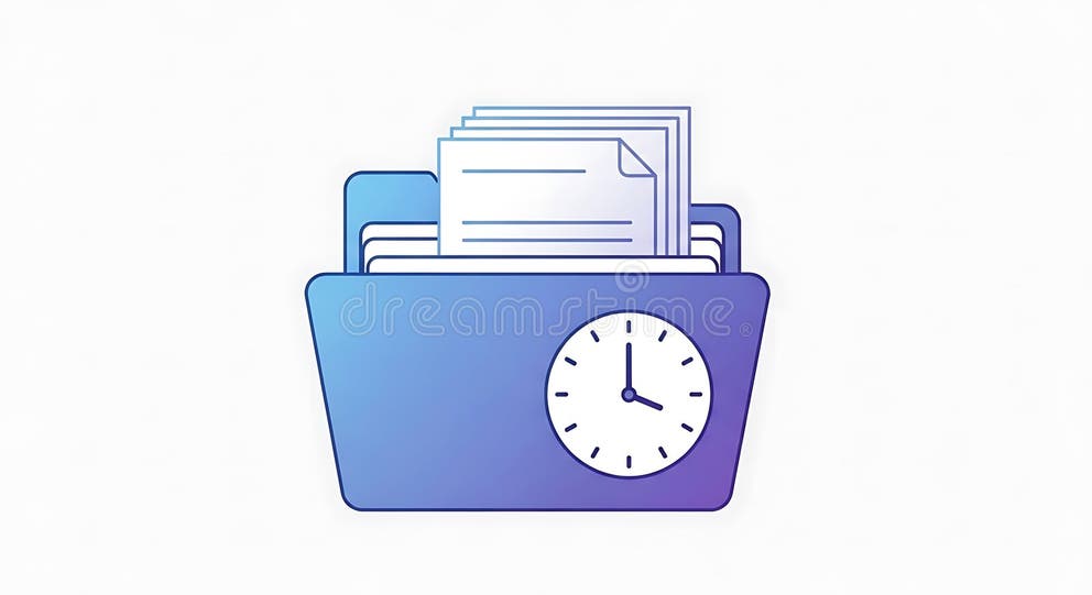 A Blue Gradient Folder Icon with a Stack of Papers Inside, Positioned ...