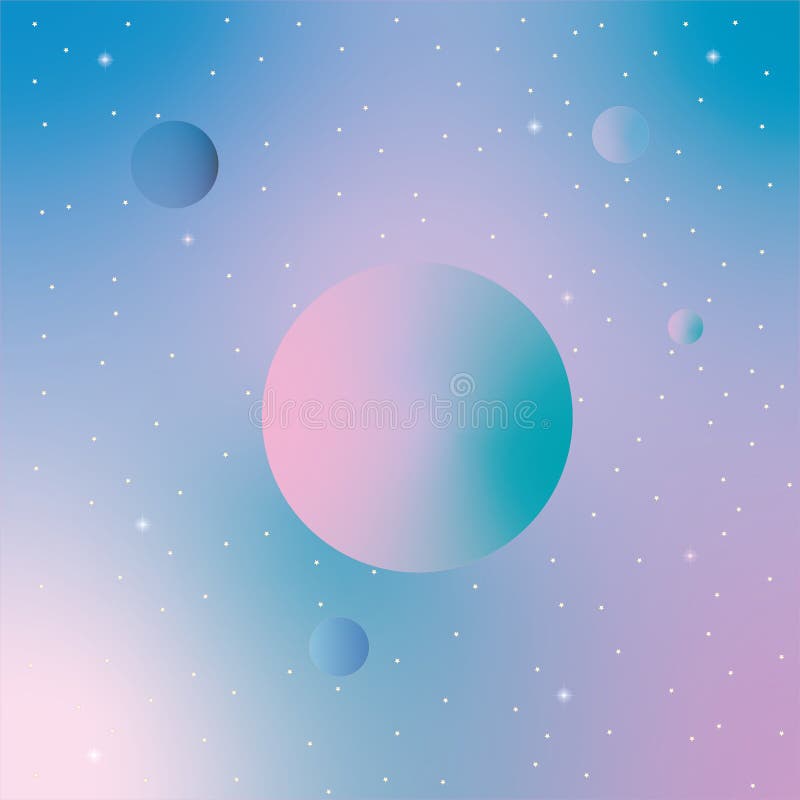 Blue Gradient Galaxy, with Stars and Planets Stock Vector ...