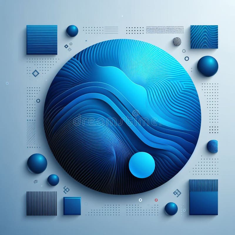 Blue Gradient Geometric Rounded Square Circle Shape . Stock ...