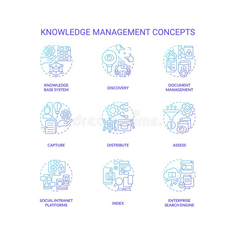 Knowledge Management Text with Linear Icons Stock Vector - Illustration ...
