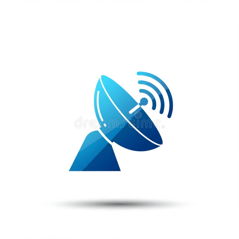 Blue Gradient Illustration of a Satellite Dish Pointing Right, with ...
