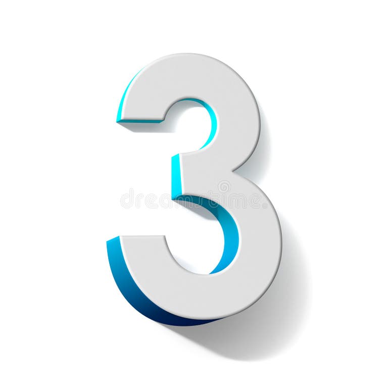 Blue Gradient Number 3 THREE 3D Stock Illustration - Illustration of ...