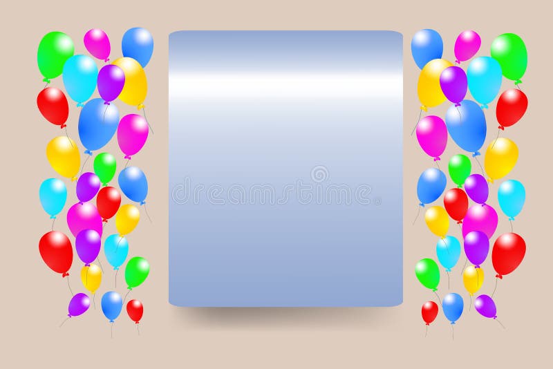 Blue Gradient Rectangle with Baloons Stock Vector - Illustration of ...