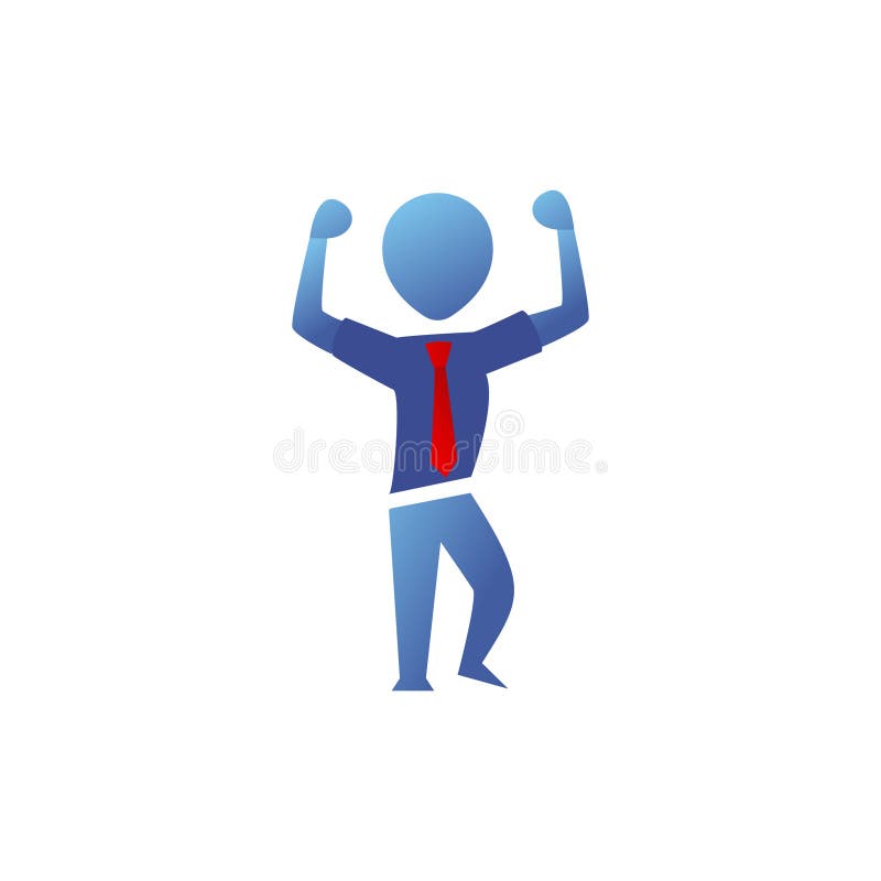 Blue Gradient Silhouette Office Worker Man Show Strong Arms Front ...