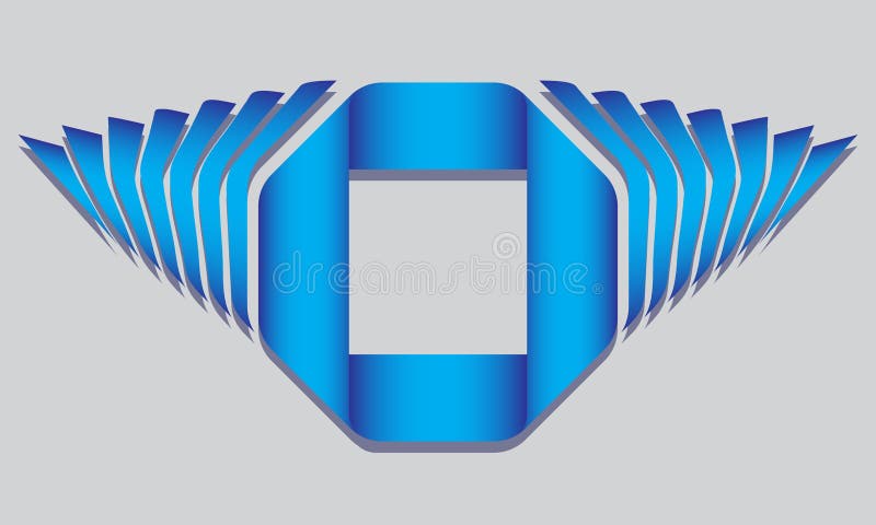 Blue Gradient Square Ribbon Text Frame with Decorative Sidepieces Stock ...