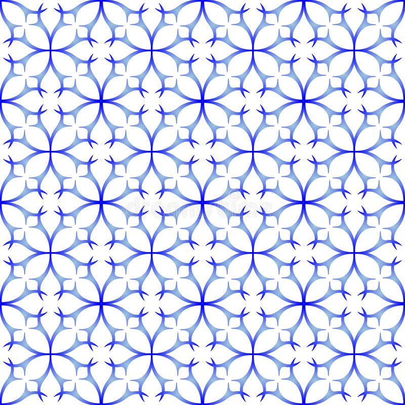 Blue Gradient on White Geometric Tile Thorn Circle Seamless Repeat ...