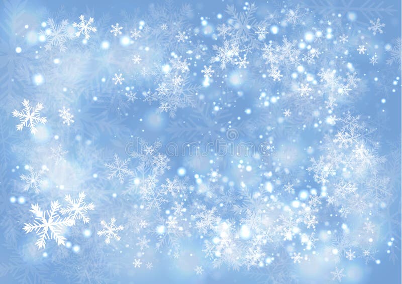 Blue Gradient Winter Paper Background with the Snow and Snowflake ...