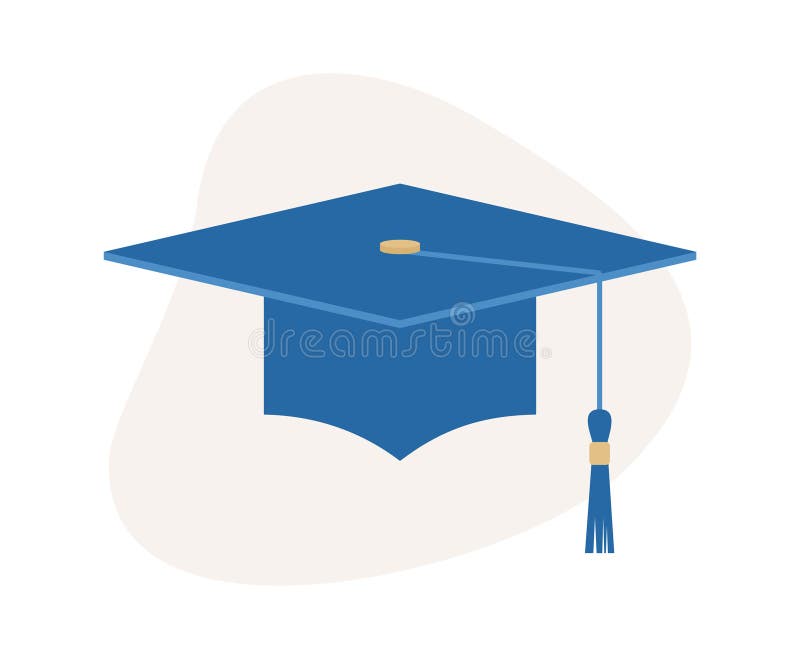 Blue Graduate Cap with Gold Details on a White Background Stock ...