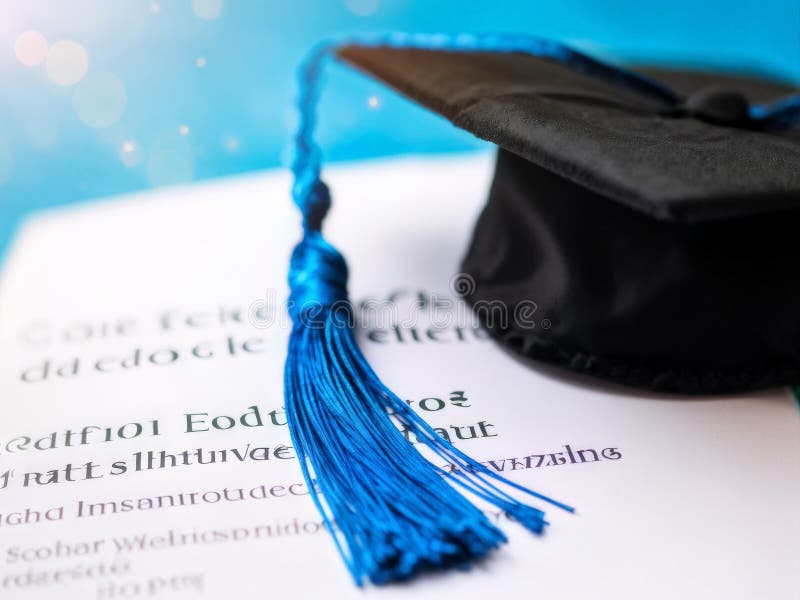 Blue Graduation Cap and Certificate Stock Illustration - Illustration ...